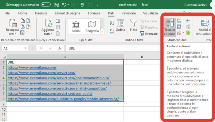 Guida a Microsoft Excel per la SEO
