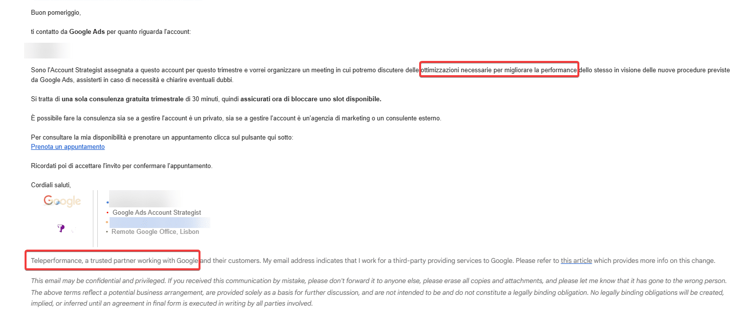 Come riconoscere le email di Google Ads: il dominio @xwf.google.com è ...